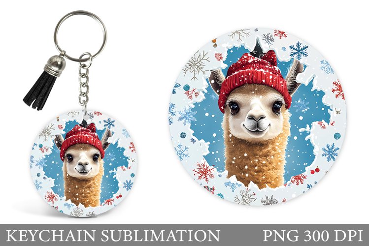 Christmas Lama Keychain. Cute Lama Keychain Design (4812528)