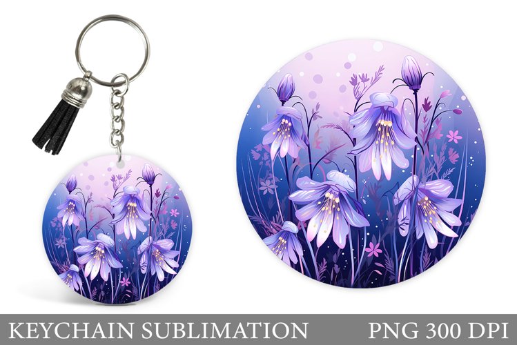 Flowers Keychain Sublimation. Flowers Round (4054897)