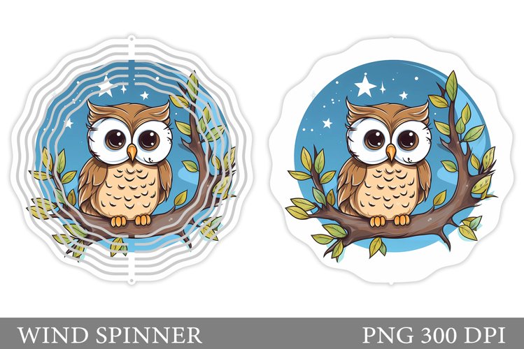 Cute Owl Wind Spinner Design. Owl Flowers Wind (4174358)