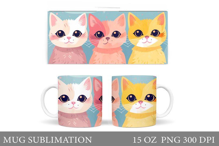 Cute Cat Mug Design. Cats Mug Sublimation