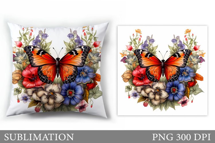 Butterfly Pillow Sublimation. Butterfly Flowers (4190030)
