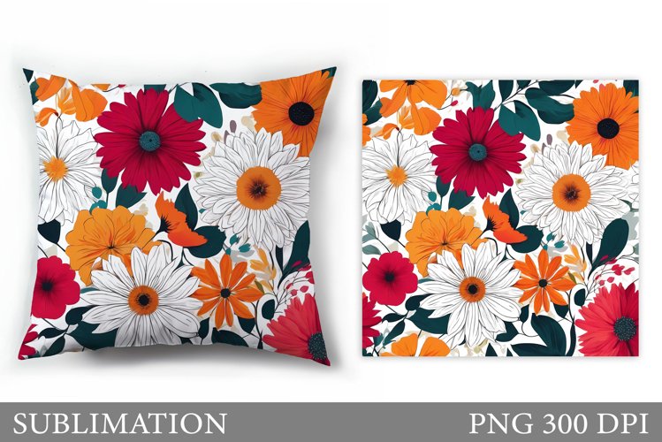 Floral Sublimation. Flowers Pillow Sublimation (4174235)