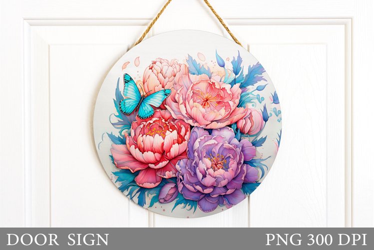 Floral Door Sign Sublimation. Flowers Door Sign (3817413)