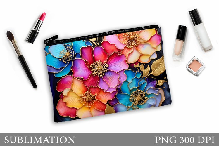 Flowers Makeup Bag Design. Flowers Sublimation (4138993)