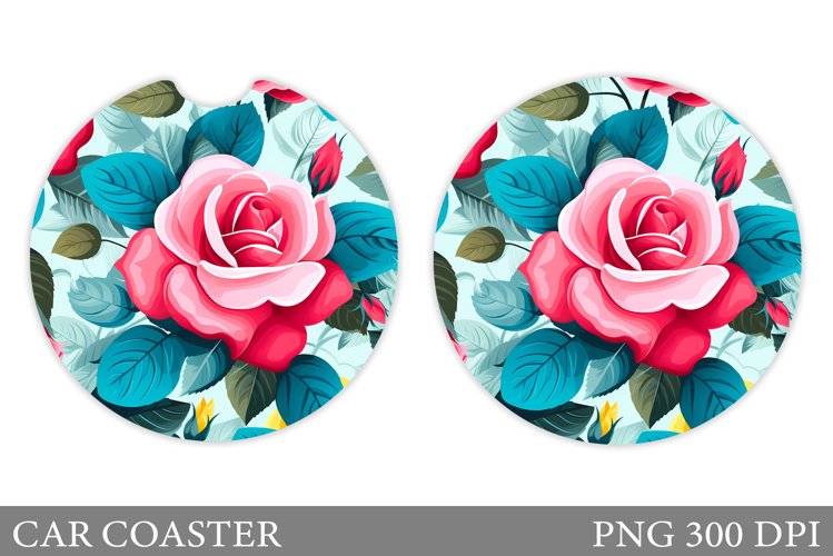 Roses Car Coaster Design. Roses Sublimation