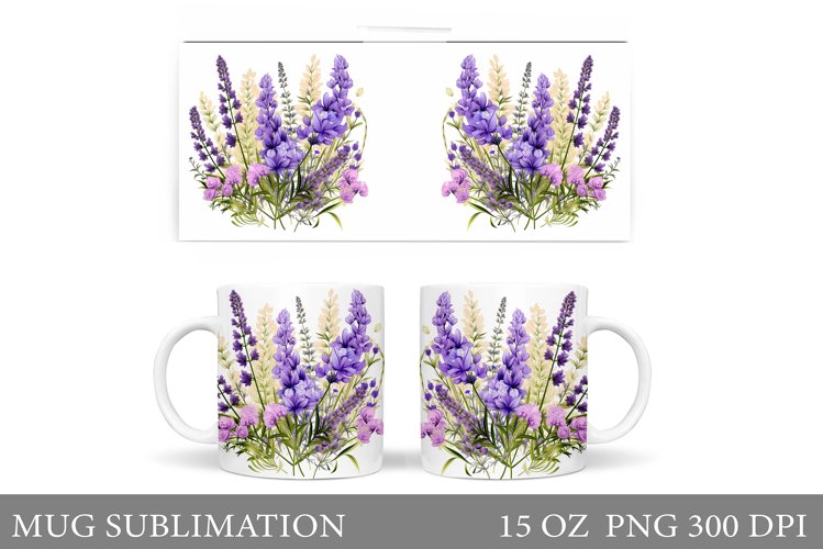 Lavender Mug Design. Floral Mug Sublimation (3935433)