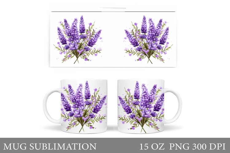Flowers Mug Wrap Sublimation. Lavender Mug Design (3935436)