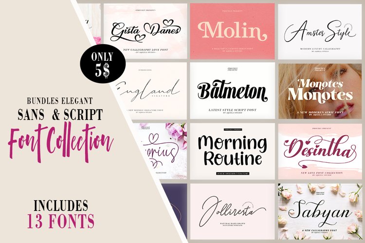 Elegant Sans & Script Font Collection (1954434) | Calligraphy | Font ...
