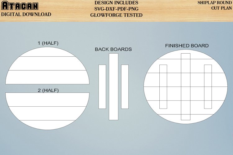 Faux shiplap Round svg pattern 18 & 10 inch Laser files 515 (1990590 ...