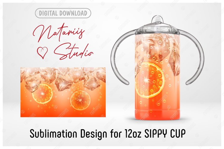Realistic Orange Ice drink Template - 12 oz SIPPY CUP