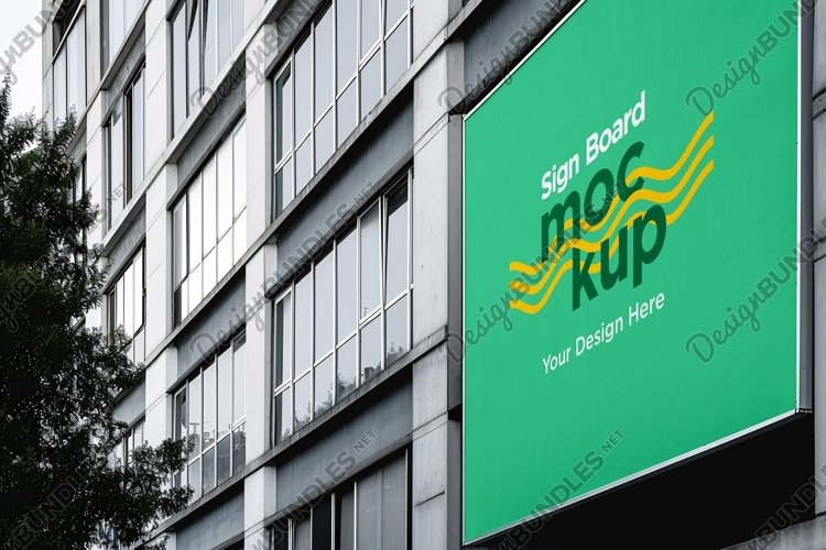 Sign Board Mockup on Building Wall (3350231)