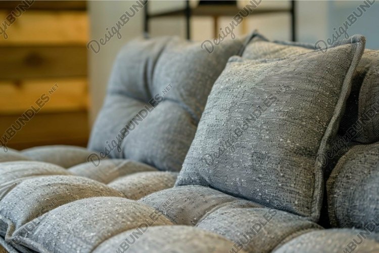 Cozy grey textured pillows on sofa