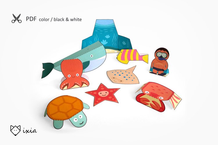 Ocean. Cut Outs, Scissor Skills Templates