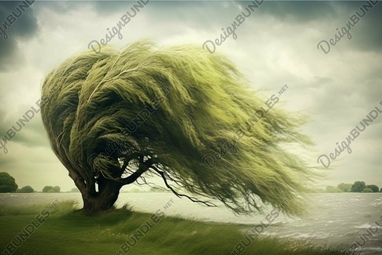 Windswept willow: storm's natural sculpture