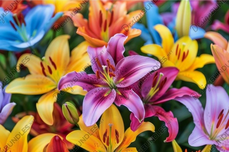 Colorful assortment of blooming lilies