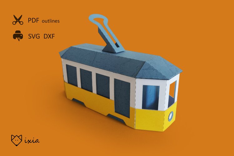 Paper Tram. Template for Your Craft or Gift Box