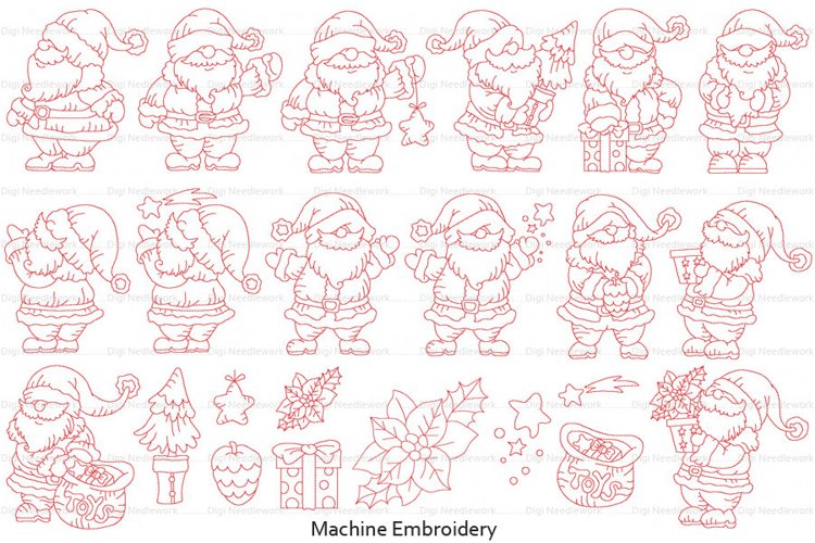Father Christmas 4x4 5x5 6x6 7x7 8x8 hoop Machine Embroidery