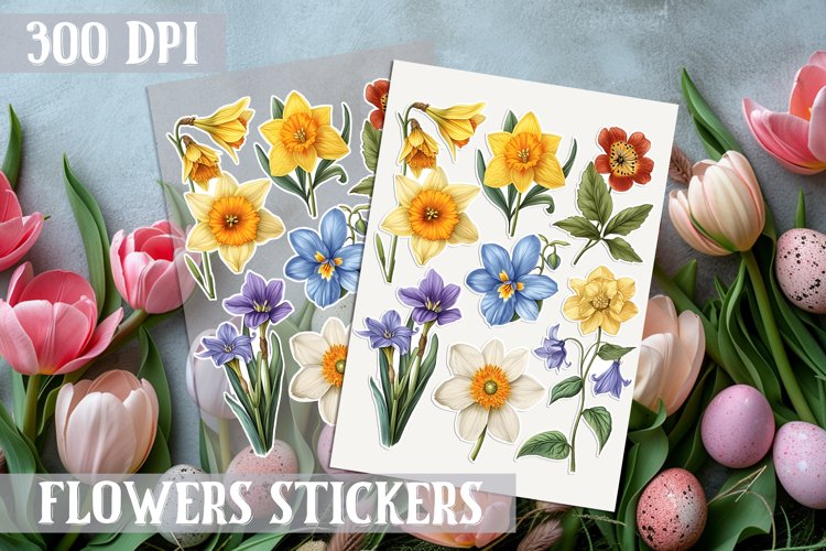 Spring sticker Sheet Garden Flowers Botanical (3272605)