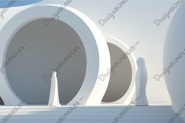 Abstract minimalist figures and arches