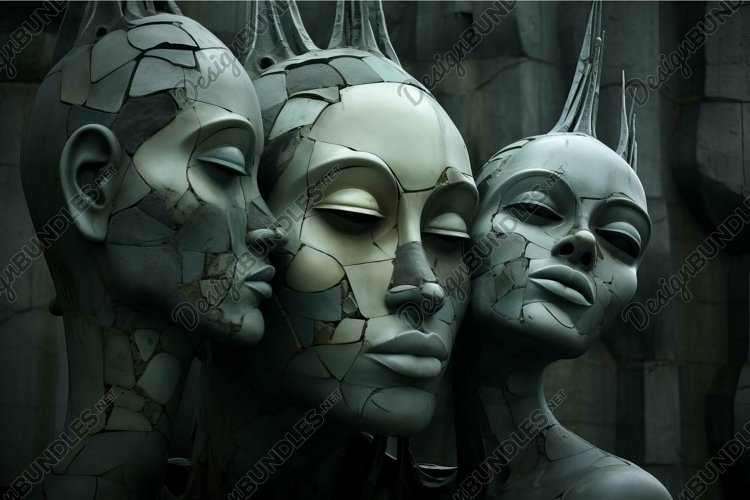 Bizarre Statue face surreal. Generate Ai