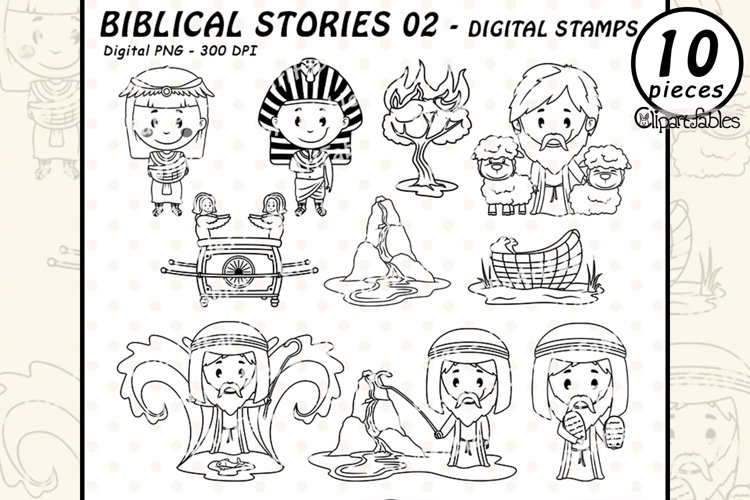 Cute MOSES digital stamps, Story of Moses, Ten commandments (1123440 ...