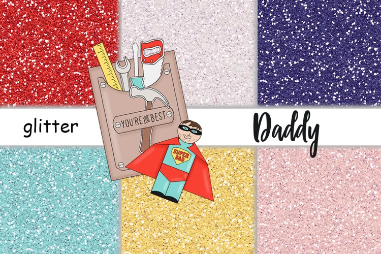 Father's Day GLITTER Daddy Stickers Family Characters - JPEG
