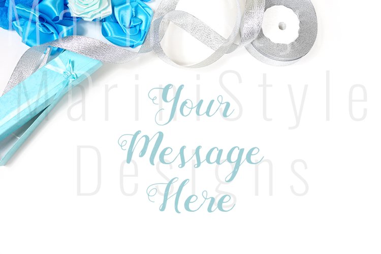 Feminine Styled Desktop Mockup, blue stock photo (203393)