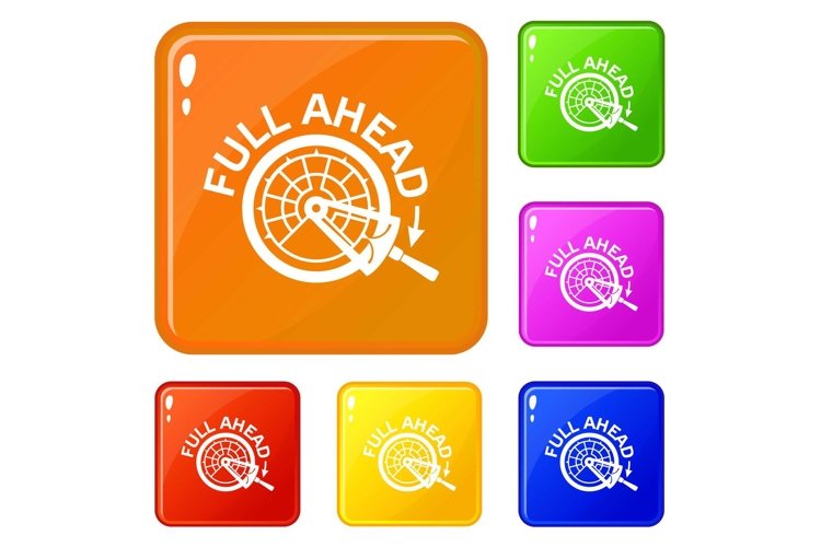 Full ahead icons set vector color