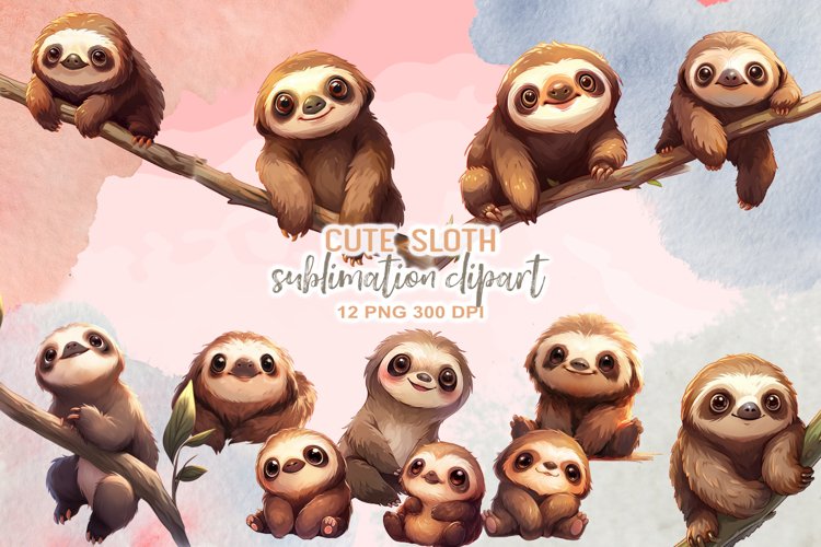 Cute Sloth Sublimation Clipart