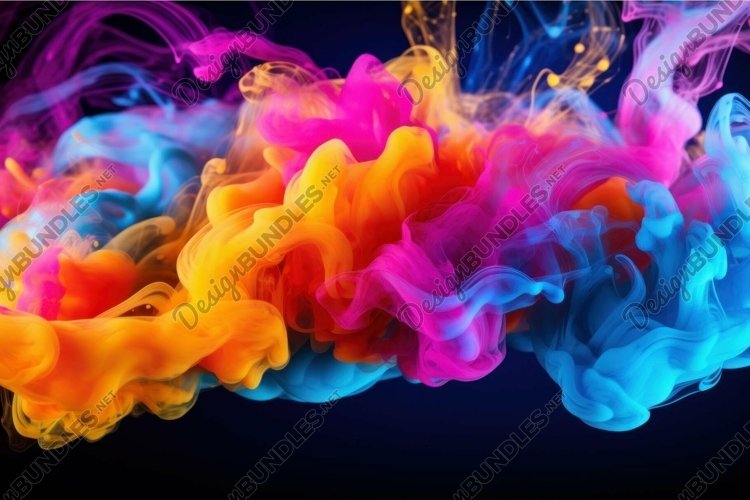 Vibrant colored ink clouds in water