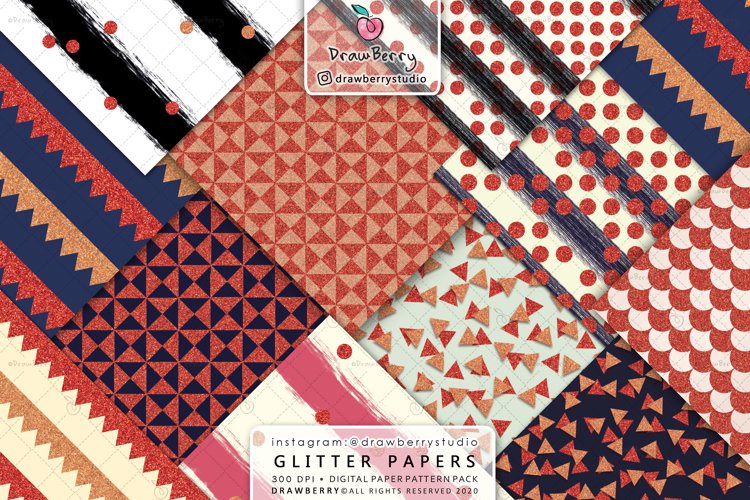 Red Glitter Digital Paper xo