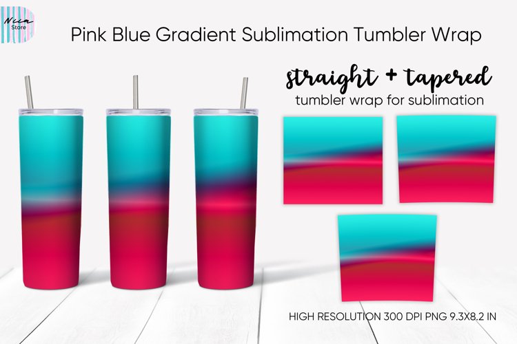 Pink Blue Gradient Sublimation Skinny Tumbler Wrap 20 Oz