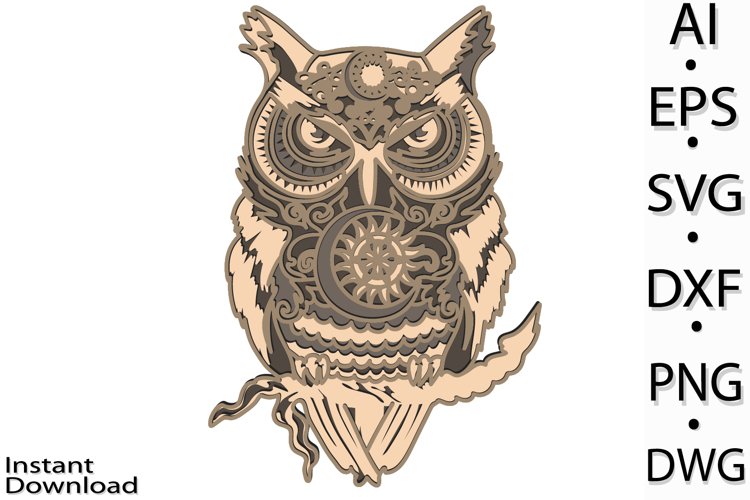 Owl multilayer Svg/Papercut/Laser Cut/Layered Owl/3D Owl