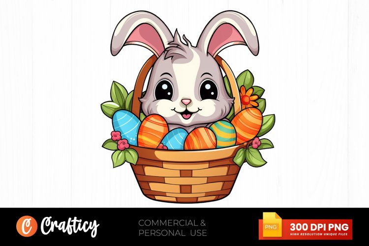 Cute Watercolor Easter Bunny Clipart PNG