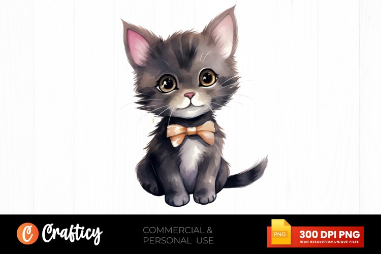 Watercolor Cute Cat Clipart