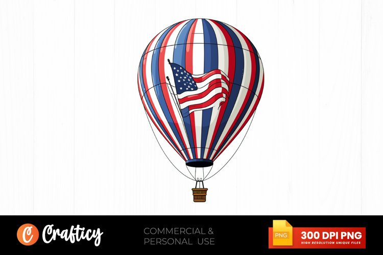 Watercolor Patriotic Air Balloon Clipart