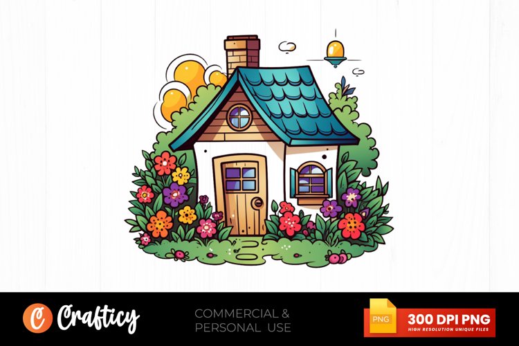 Watercolor Cute Garden Houses Clipart