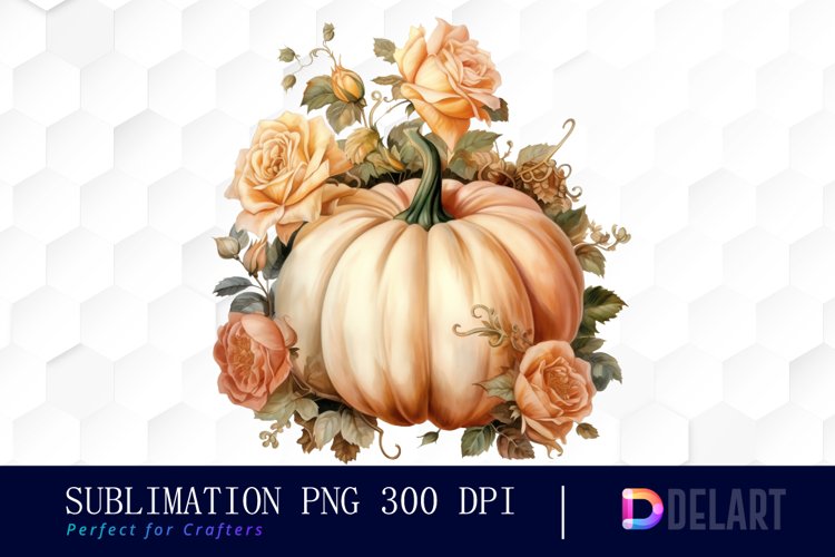 Watercolor Boho Pumpkin Floral Clipart Fun