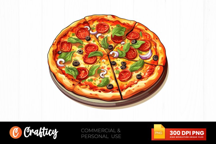 Watercolor Pizza Clipart