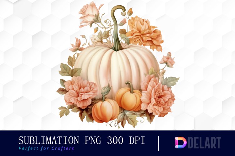 Boho Pumpkin Floral Watercolor Clipart