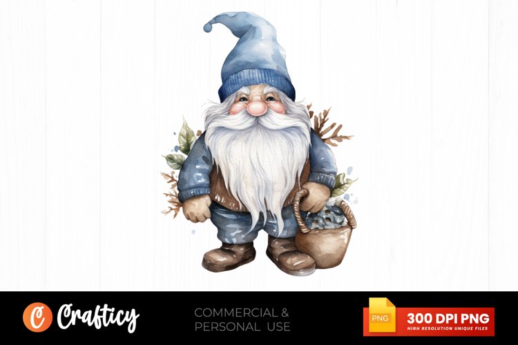 Winter Gnome Watercolor Clipart PNG