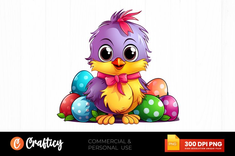 Watercolor Easter Cute Chick Clipart PNG