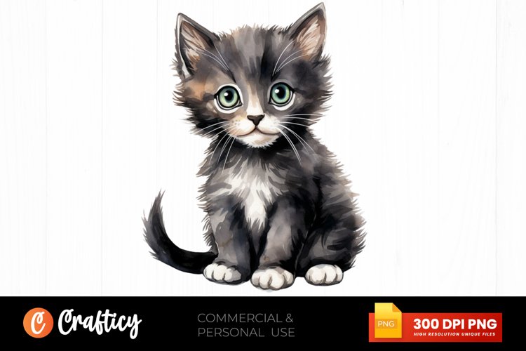 Watercolor Cute Cat Clipart