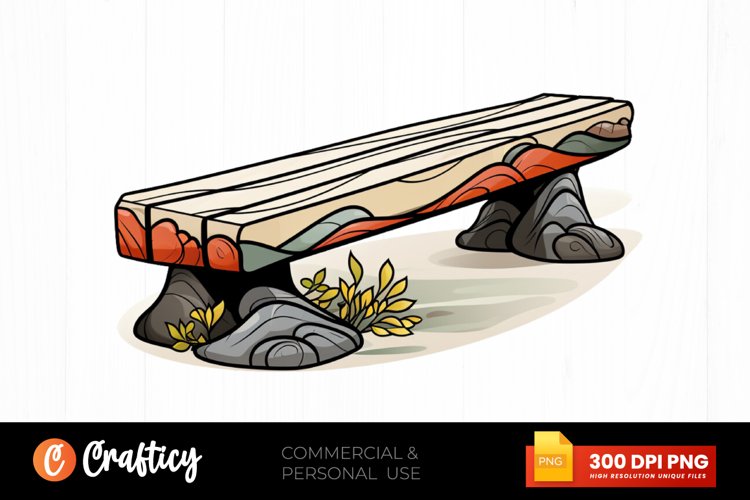 Watercolor Spring Stone Benches Clipart