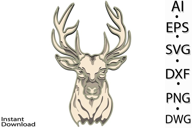 3D Deer multilayer SVG/Vector Deer /Layered (2360964)