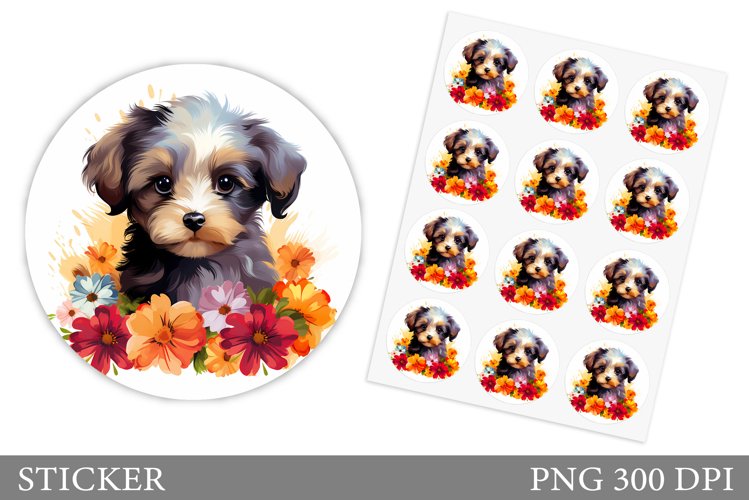 Cute Dog Sticker Design. Dog Sticker Template