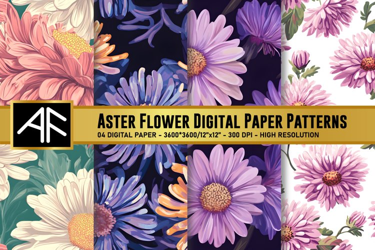 Aster Flower Digital Paper Patterns