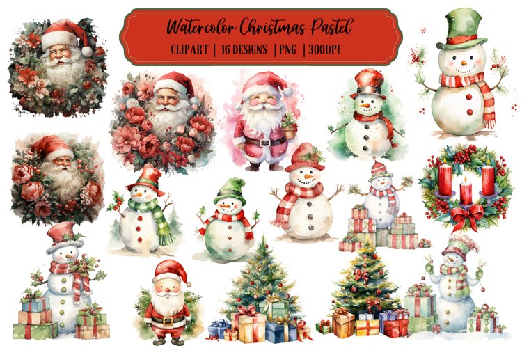 Watercolor Christmas Clipart | Sublimation Clipart PNG