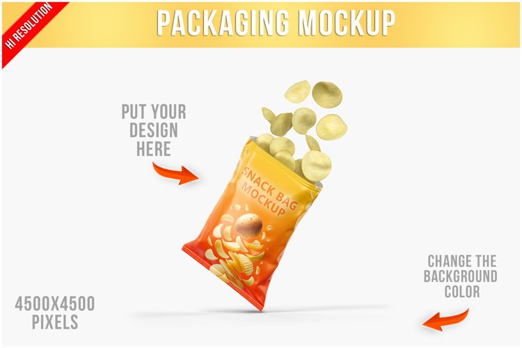 Packaging with Potato Chips Mockup