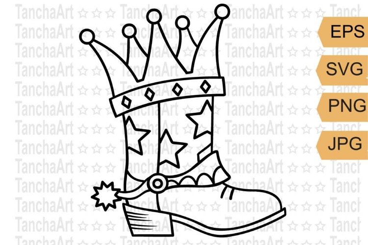 Cowboy boots svg cut file printable, Cowboy boot king crown